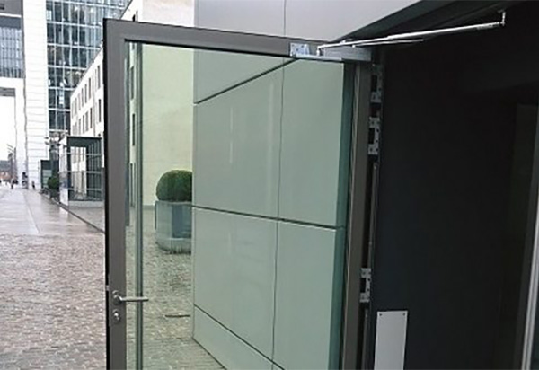 Door Closer application Back Check Protects Glass Door